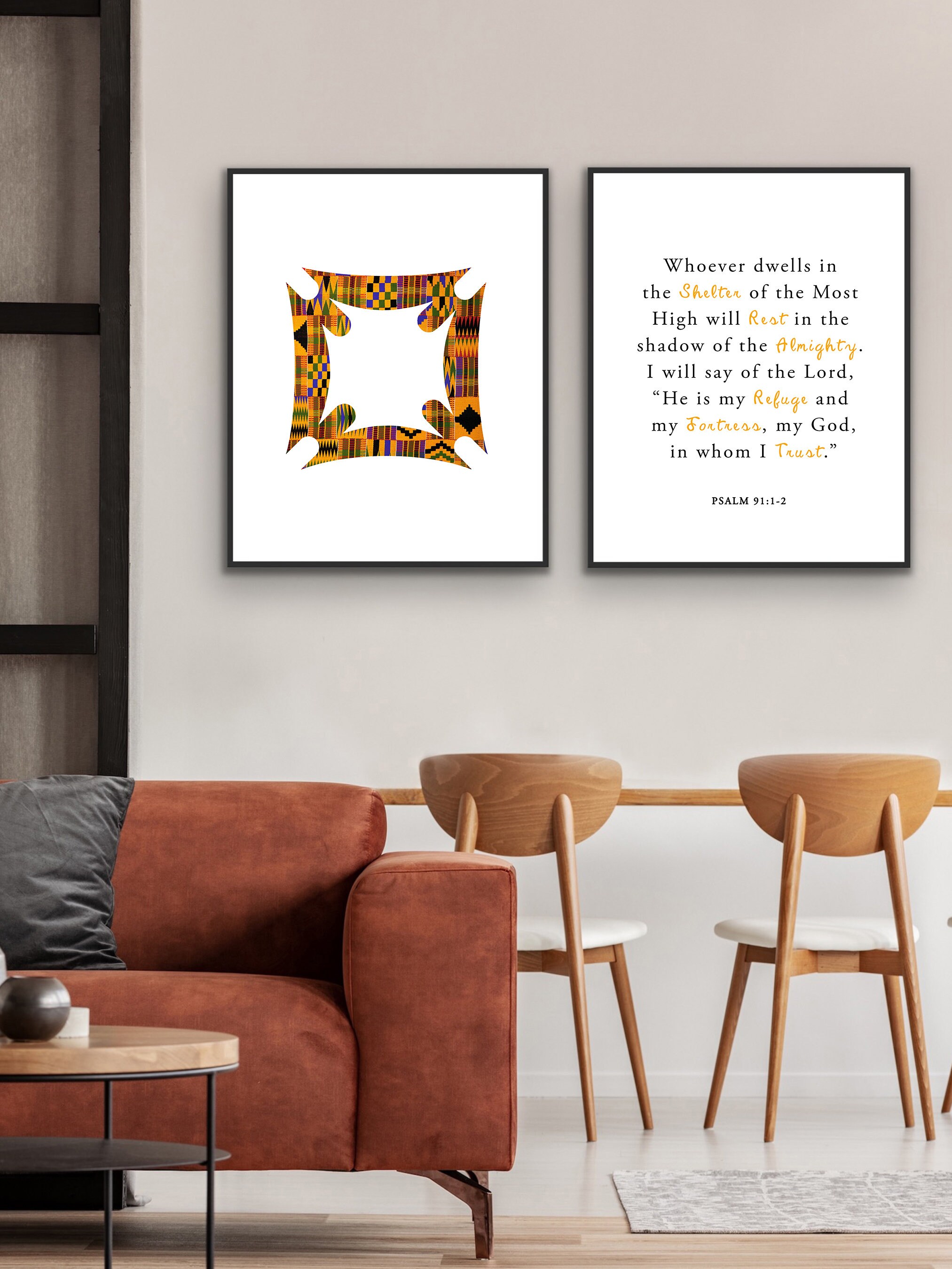 Fihankra Safety in Kente Digital Print African Wall Art Adinkra Symbol ...