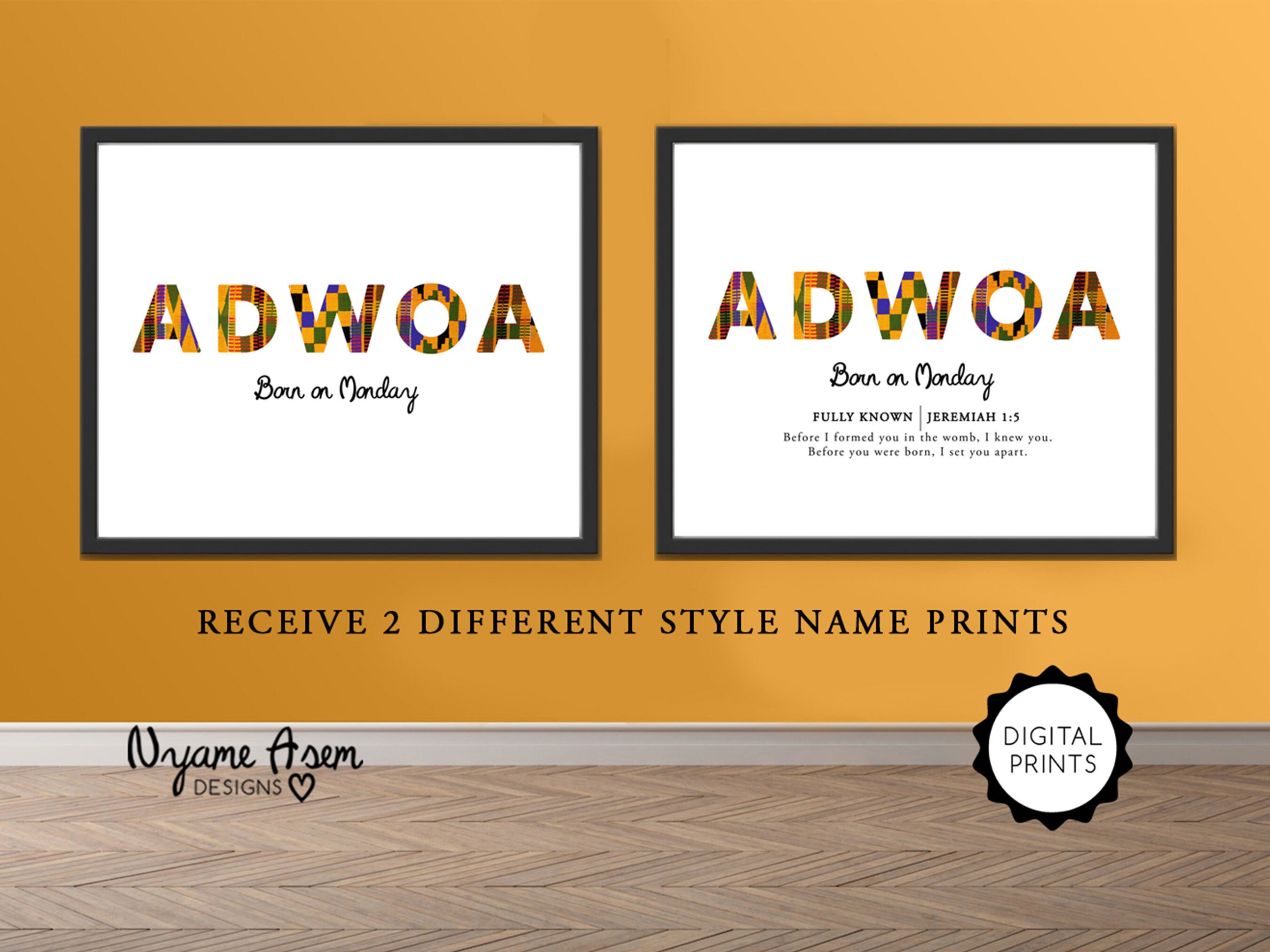 Adwoa Monday Born Female in Kente Digital Print African - Etsy