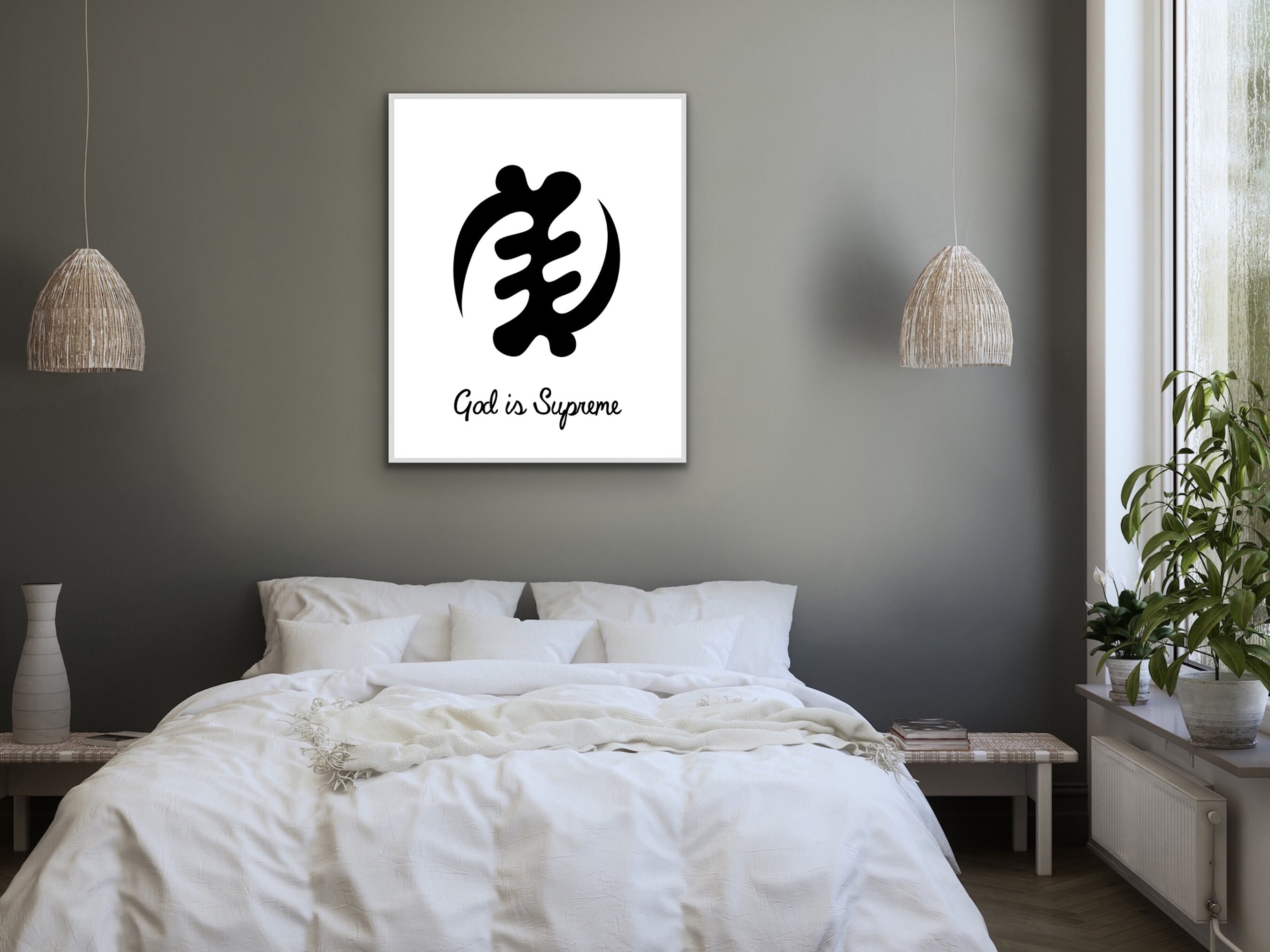 Gye Nyame God is Supreme in Black Digital Print African Wall Art ...