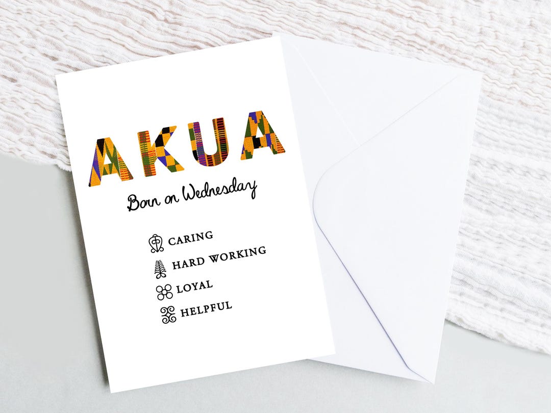 Akua X Adinkra A5 Greeting Card ~ Wednesday Born Female in Kente ...