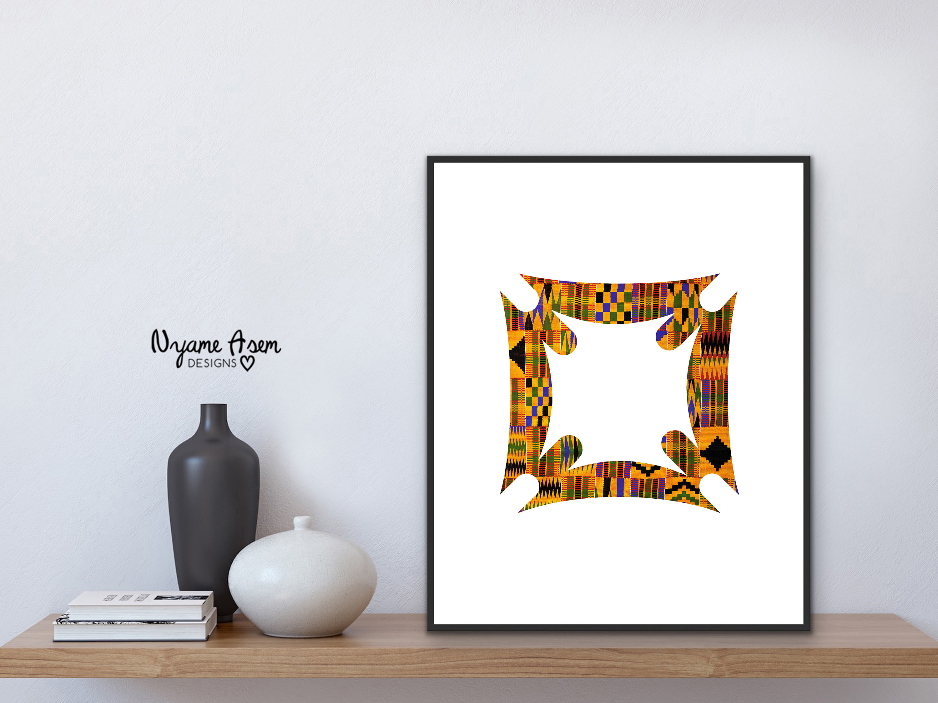 Fihankra Safety in Kente Digital Print African Wall Art Adinkra Symbol ...