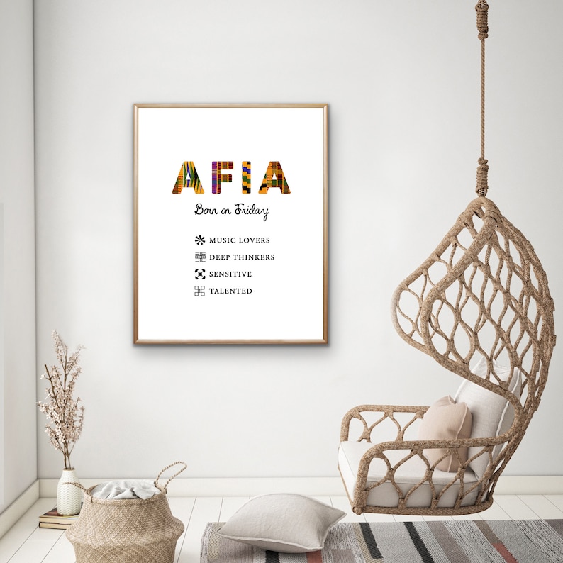 Afia X Adinkra Friday Born Female in Kente Digital Print African Wall ...