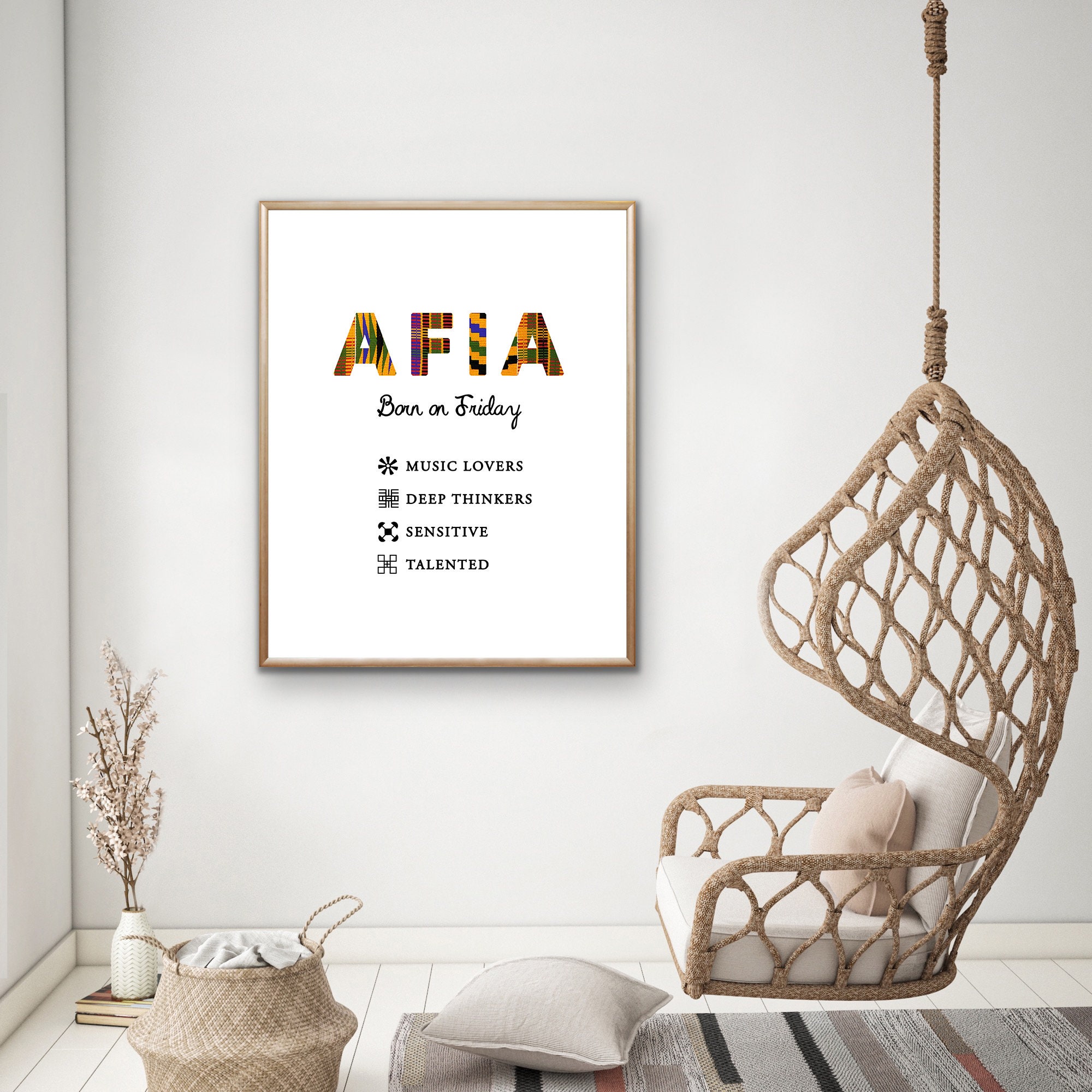 Afia X Adinkra Friday Born Female in Kente Digital Print African Wall ...