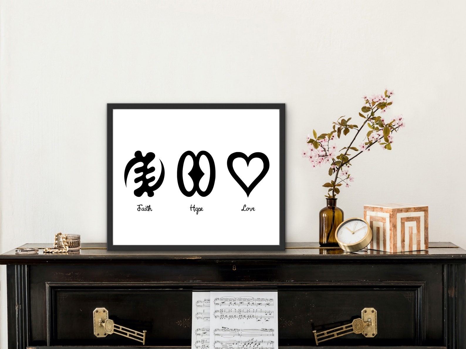 Faith Hope Love X Adinkra in Black & Kente Landscape | Digital Print ...