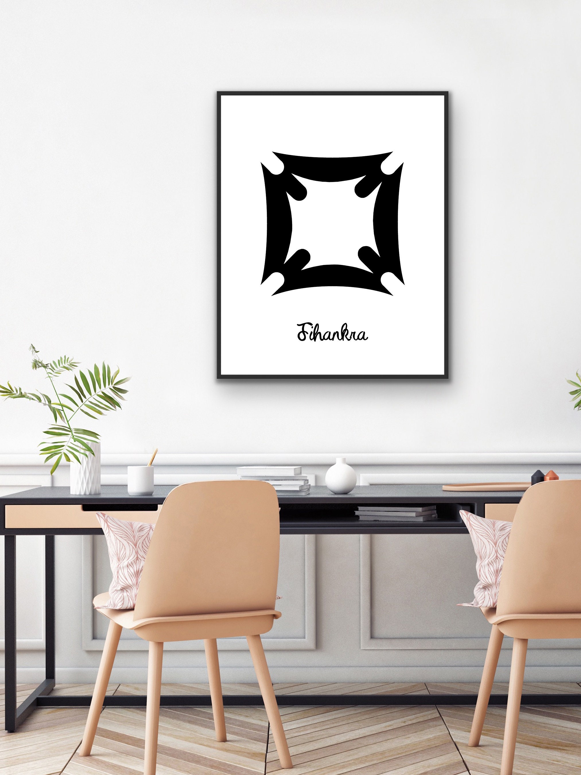 Fihankra ~ Safety in Black | Digital Print | African Wall Art | Adinkra ...