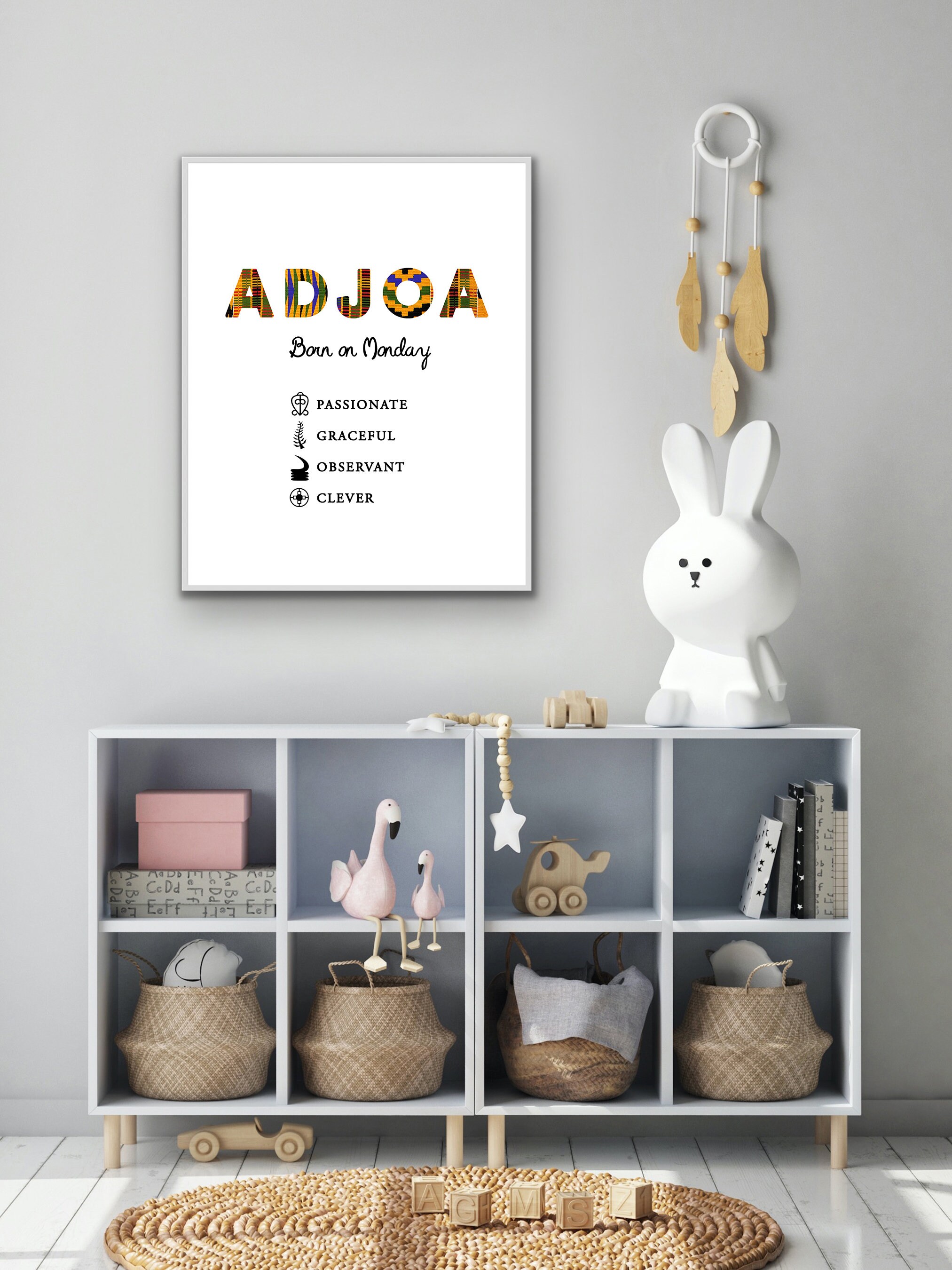 Adjoa X Adinkra ~ Monday Born Female in Kente | Digital Print | African ...
