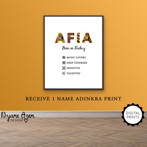 Afia X Adinkra ~ Friday Born Female in Kente | Digital Print | African ...