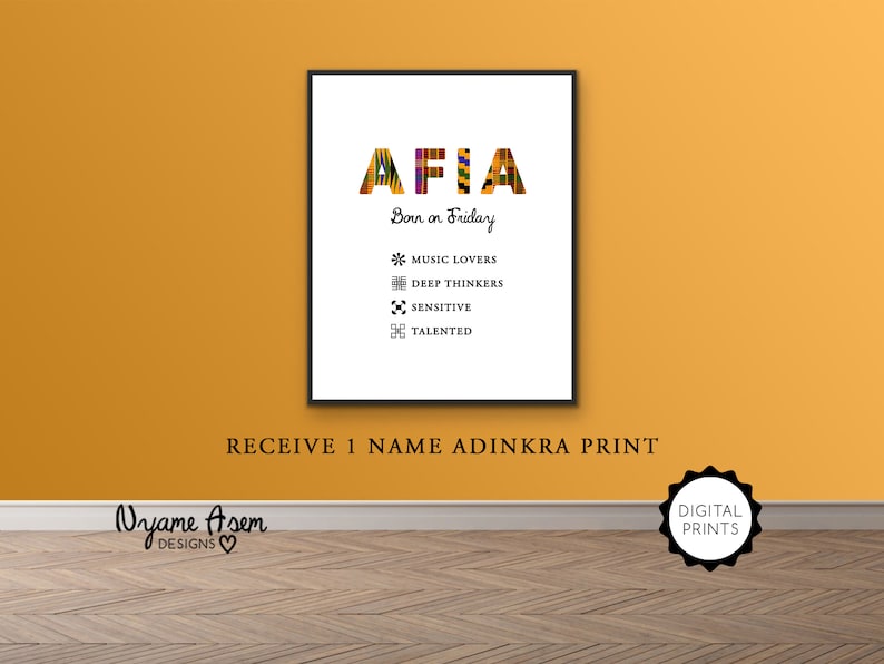Afia X Adinkra Friday Born Female in Kente Digital Print - Etsy