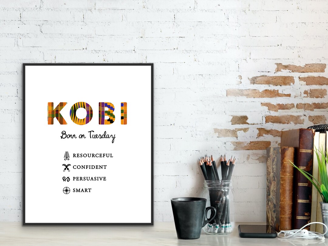 Kobi X Adinkra ~ Tuesday Born Male in Kente | Digital Print | African ...