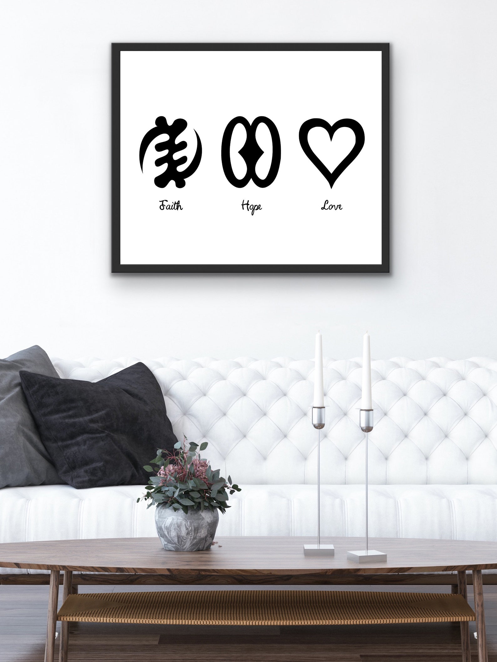 Faith Hope Love X Adinkra in Black & Kente Landscape | Digital Print ...