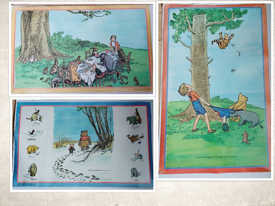 Vtg Winnie the Pooh Laminated Posters 31.5" X 20" - Etsy