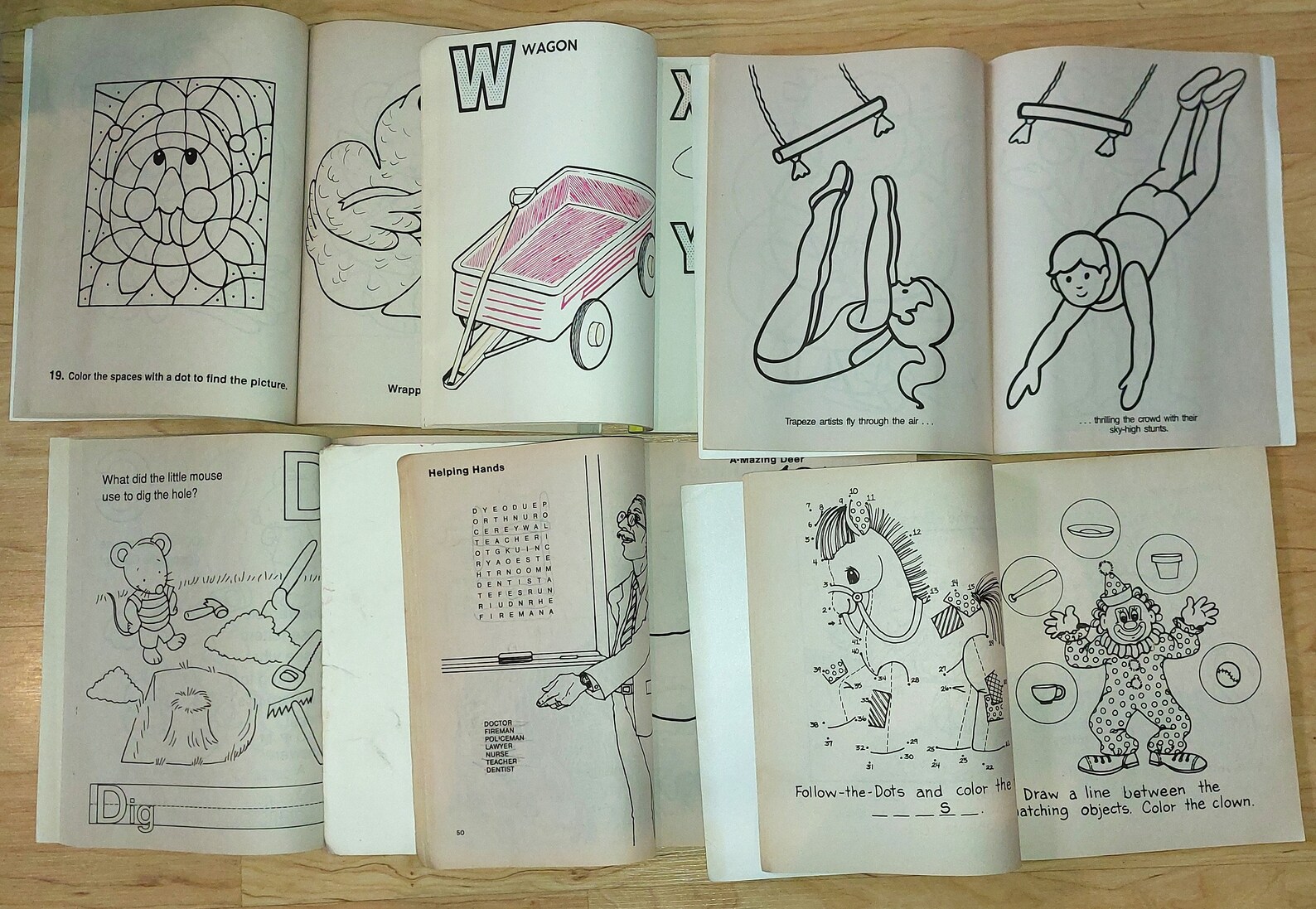 Lot of 6 Vintage Activity and Coloring Books - Etsy