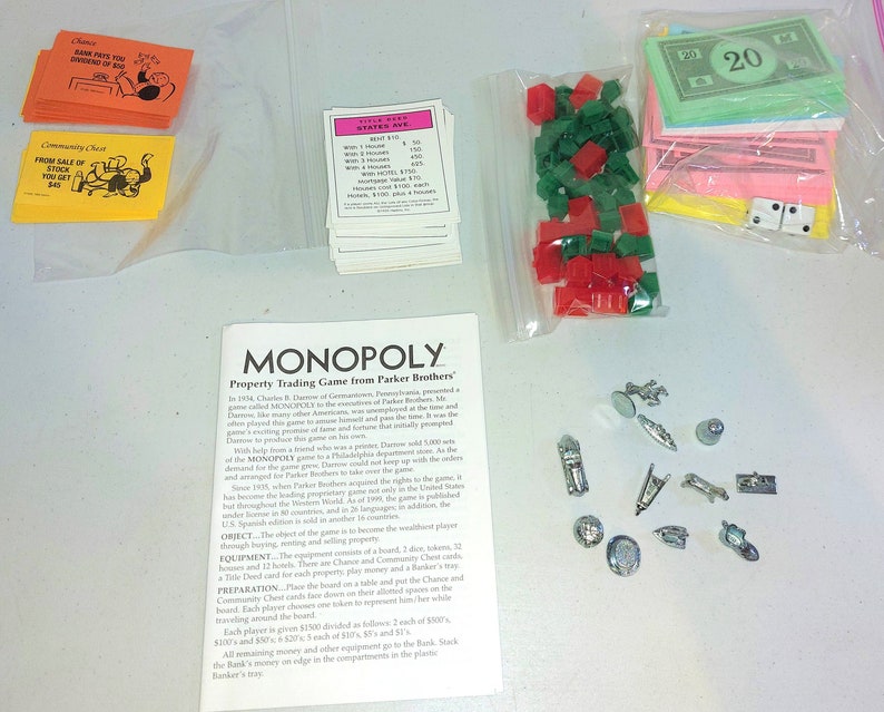 Monopoly 65th Anniversary Game Pieces and Instructions - Etsy