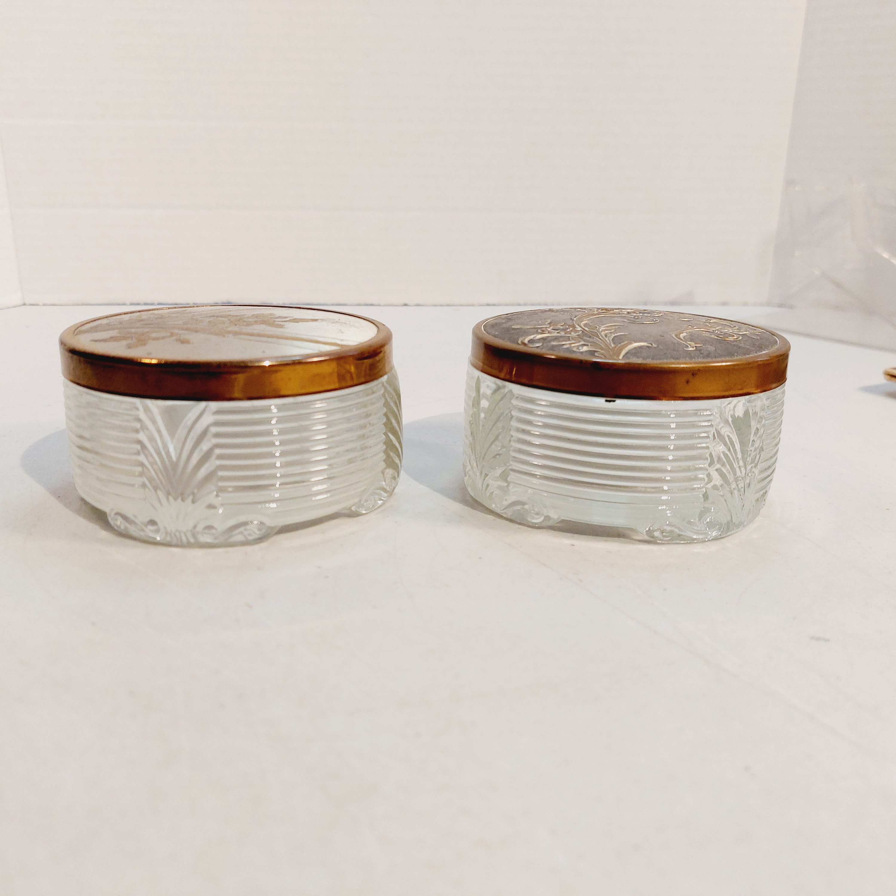 Vintage Art Deco Glass Powder Jars With Lid - Etsy