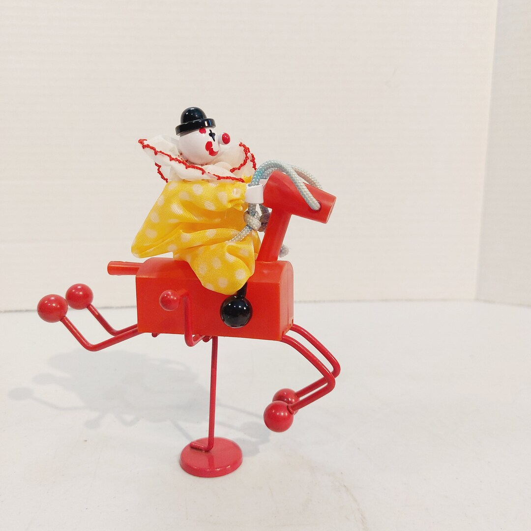Vtg Toy Clown Riding Plastic Hobby Horse Metal Legs and Stand 6" - Etsy