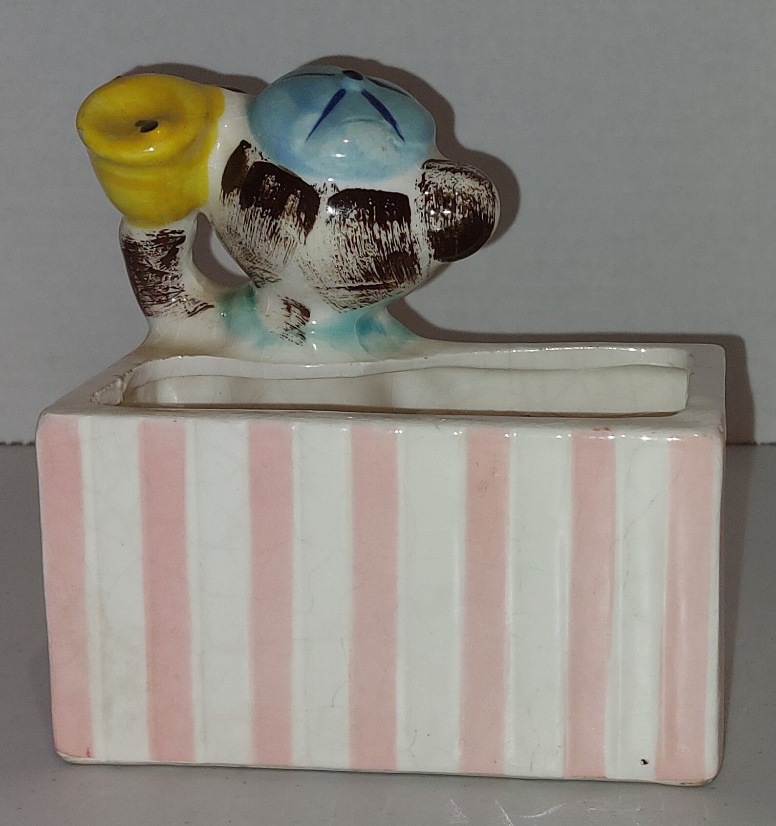 Vintage Ceramic Planter Bear Ringing Bell - Etsy