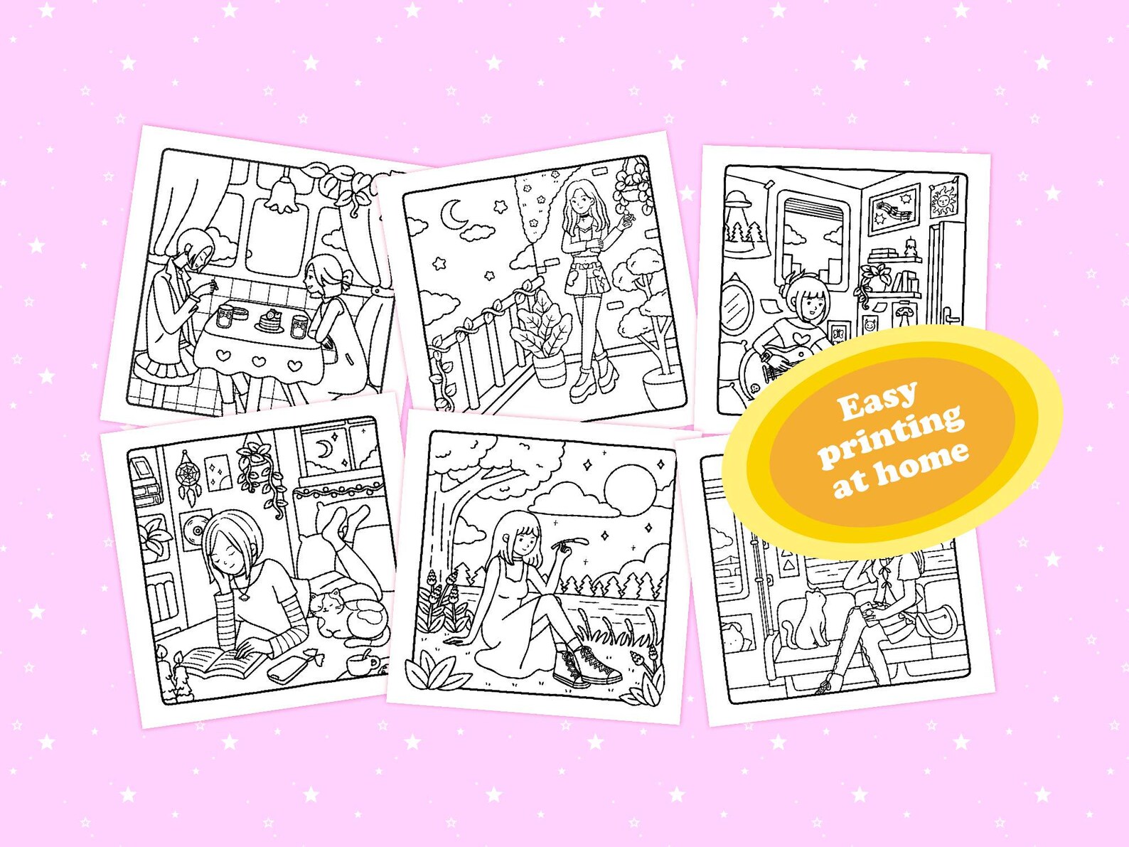 E-girl Moments – Cute & Cool Girly Coloring Pages for Kids, Teens ...