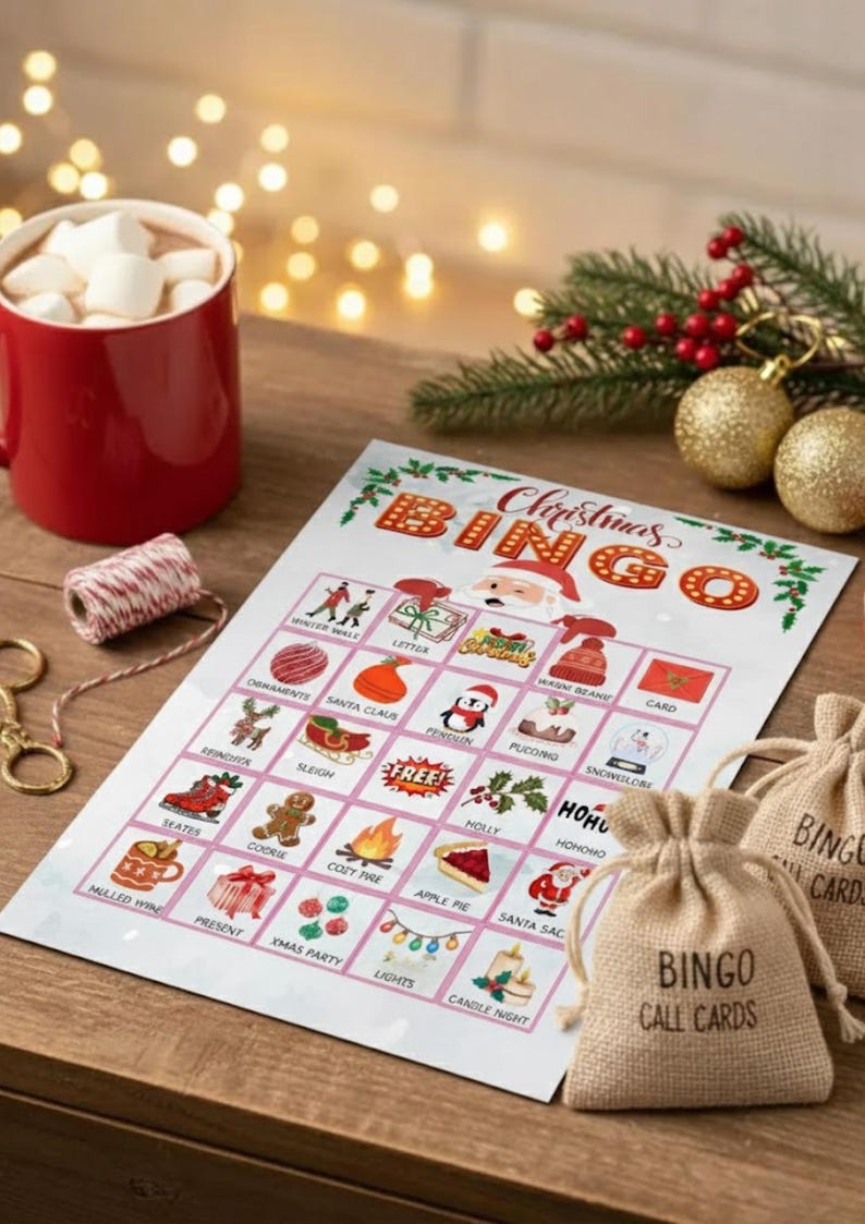 Christmas Bingo Game, Christmas Bingo Printable, Christmas Bingo Game ...