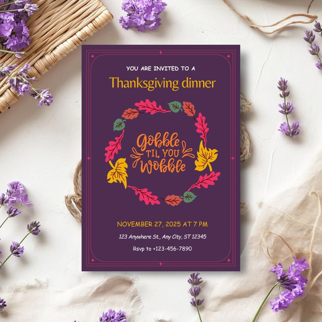 Editable Thanksgiving Invitation Template, Gobble Till We Wobble ...