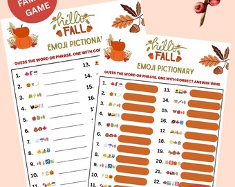 Fall Emoji Pictionary Game: Printable Autumn Thanksgiving Activity ...