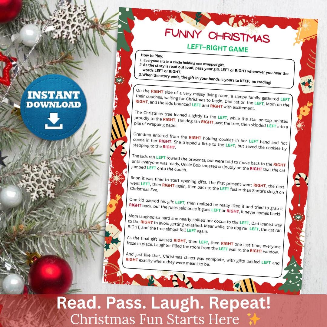 Christmas Left Right Game, Pass the Prize for Kids, Adults and Work ...