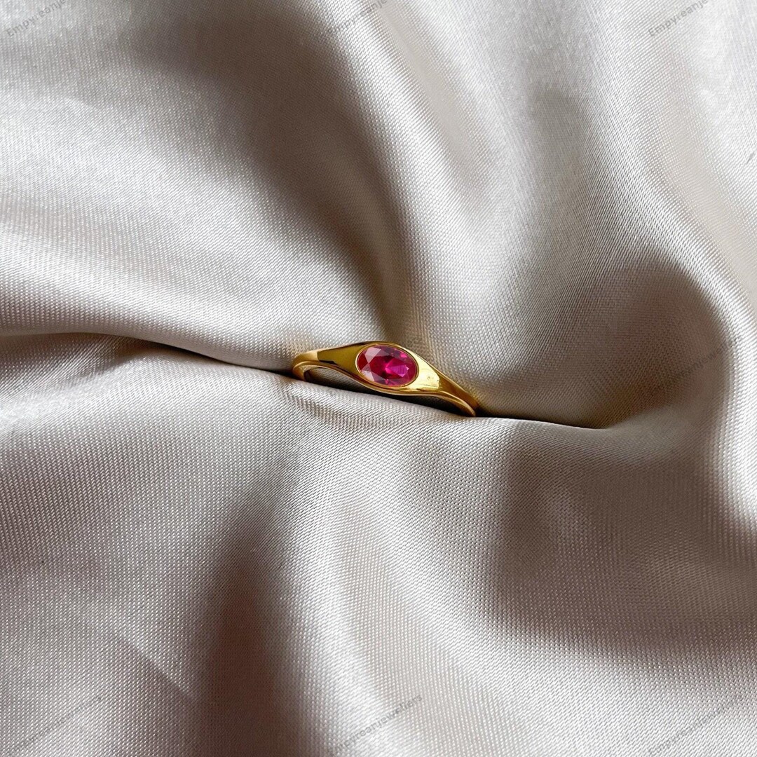 14k Gold Oval Ruby Ring, Ruby Engagement Ring, Gold Ruby Ring, Bezel Set Ruby Ring, Oval ...