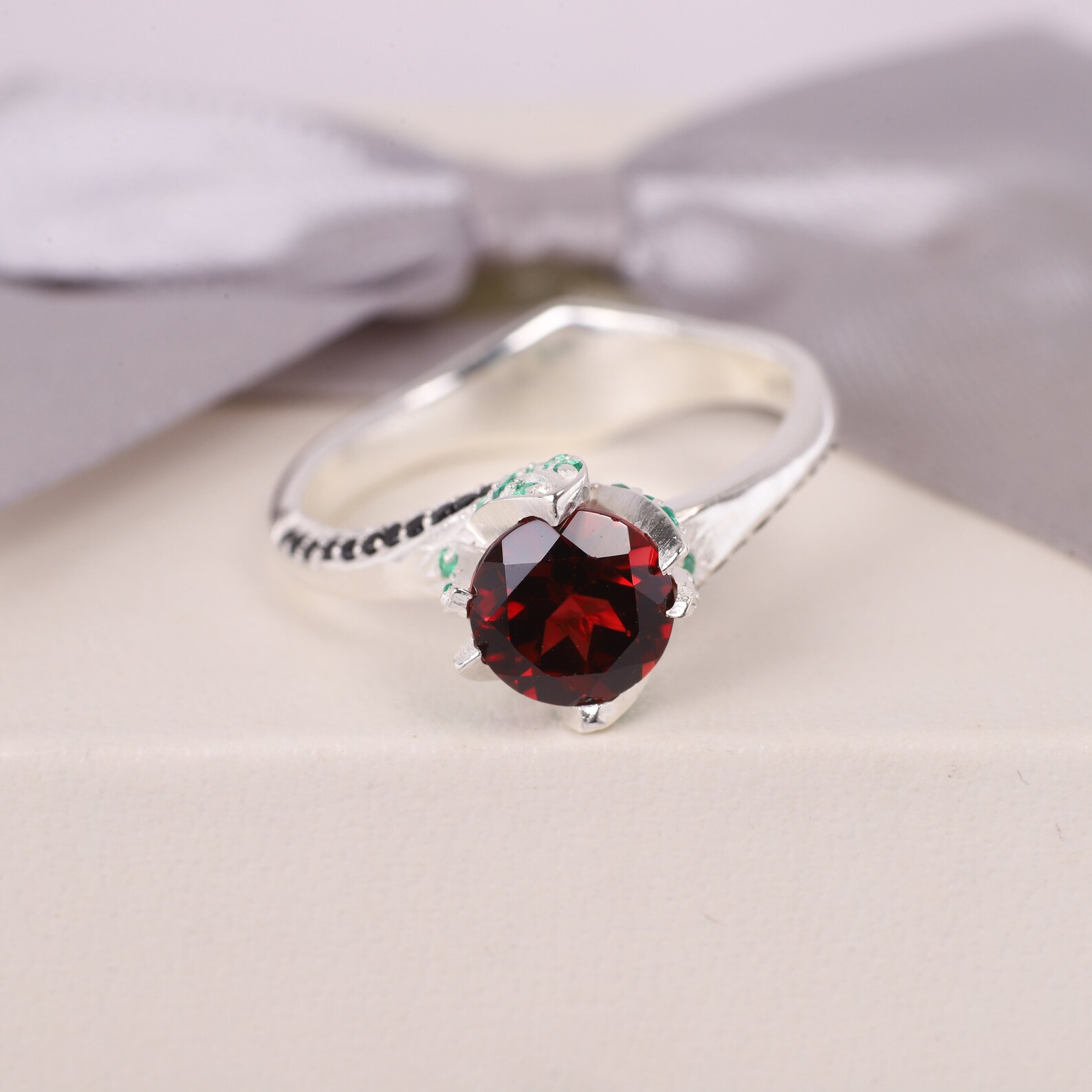 Lab Ruby Ring July Birthstone Engagement Ring Ruby Emerald - Etsy