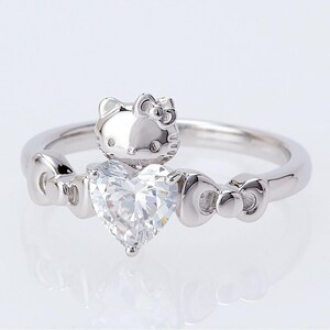 Kitty Inspired Ring • 925 Silver Kitty Ring • Japanese Cartoon • Animal ...