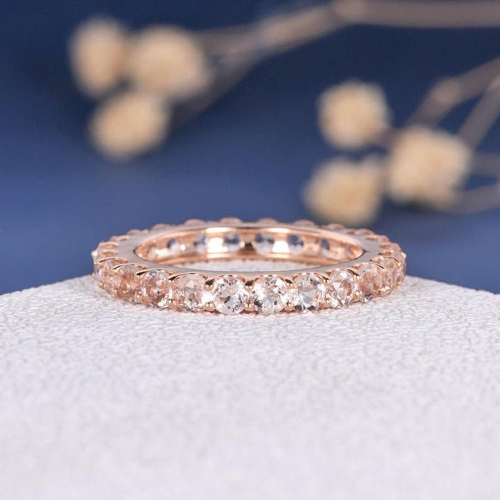 14k Rose Gold Morganite Ring Morganite Eternity Band | Etsy