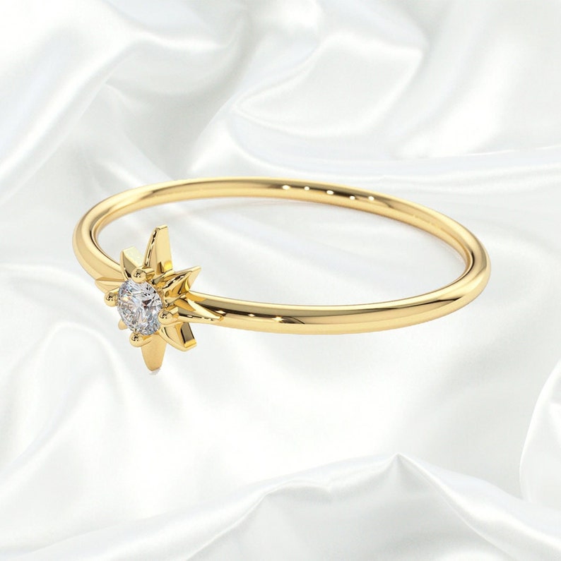 14K Gold Polar Star Ring Tiny Star Ring North Star Ring - Etsy