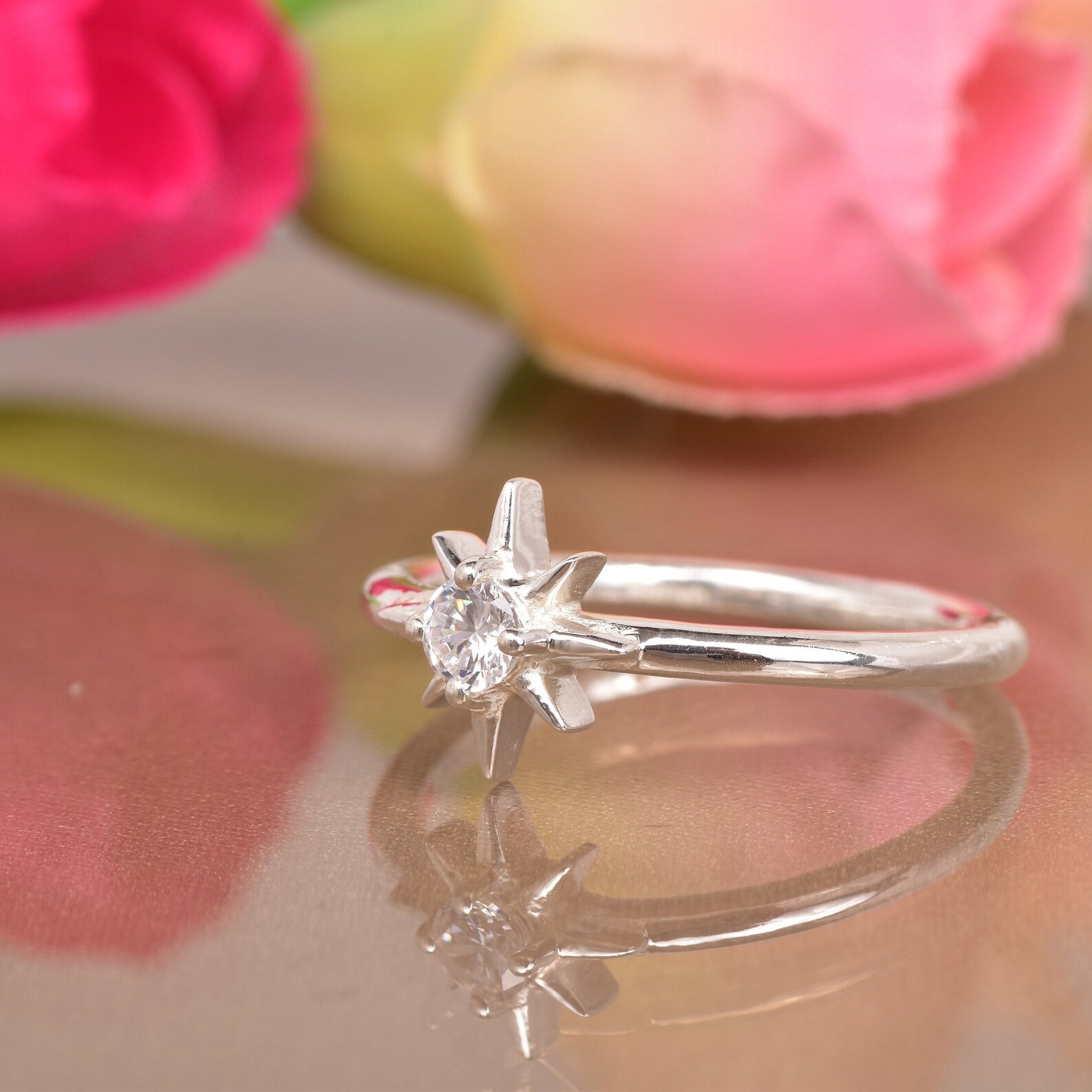 14K Gold Polar Star Ring Tiny Star Ring North Star Ring - Etsy