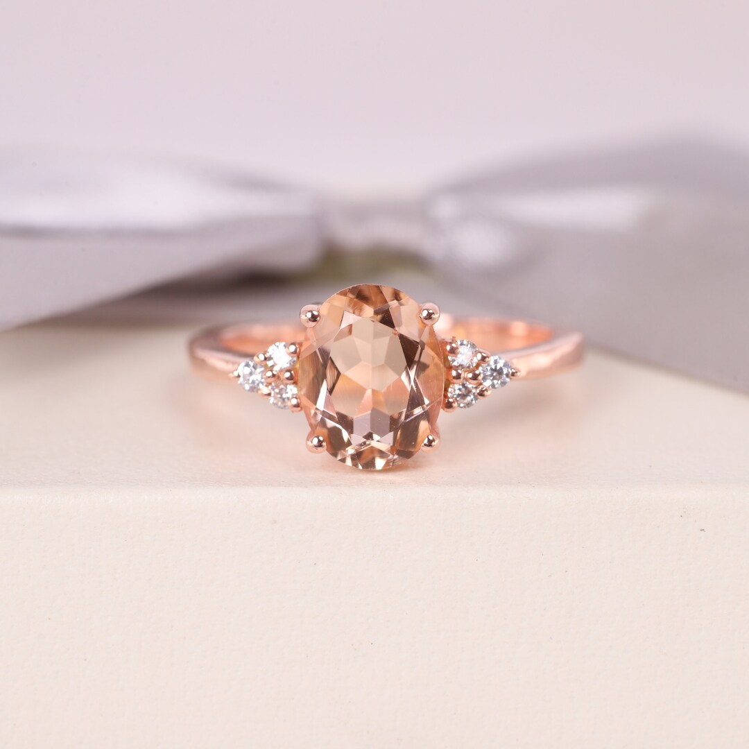 Pink Morganite Elegant Engagement Ring Oval Morganite Ring Rose Gold ...