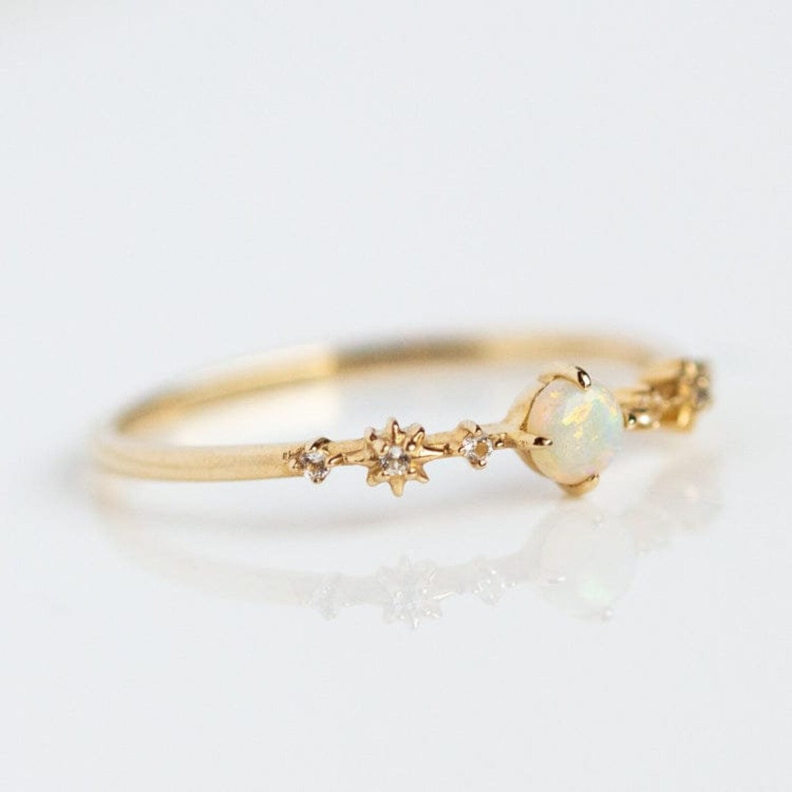 Fire Opal Engagement Ring Vintage Opal Diamond Ring Bridal - Etsy