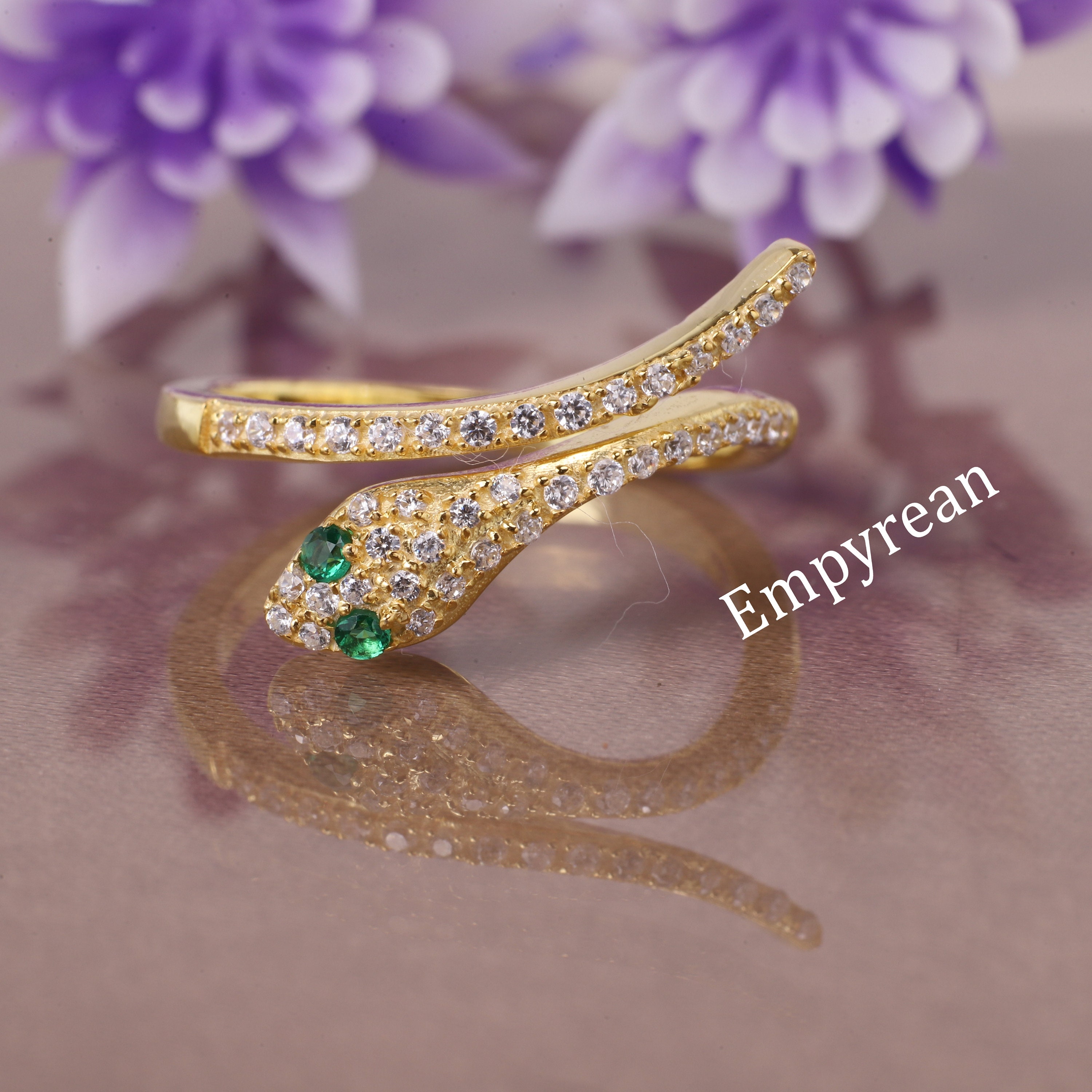 Snake Ring 18K Blush Gold Ring Snake Ring With CZ Diamond | Etsy