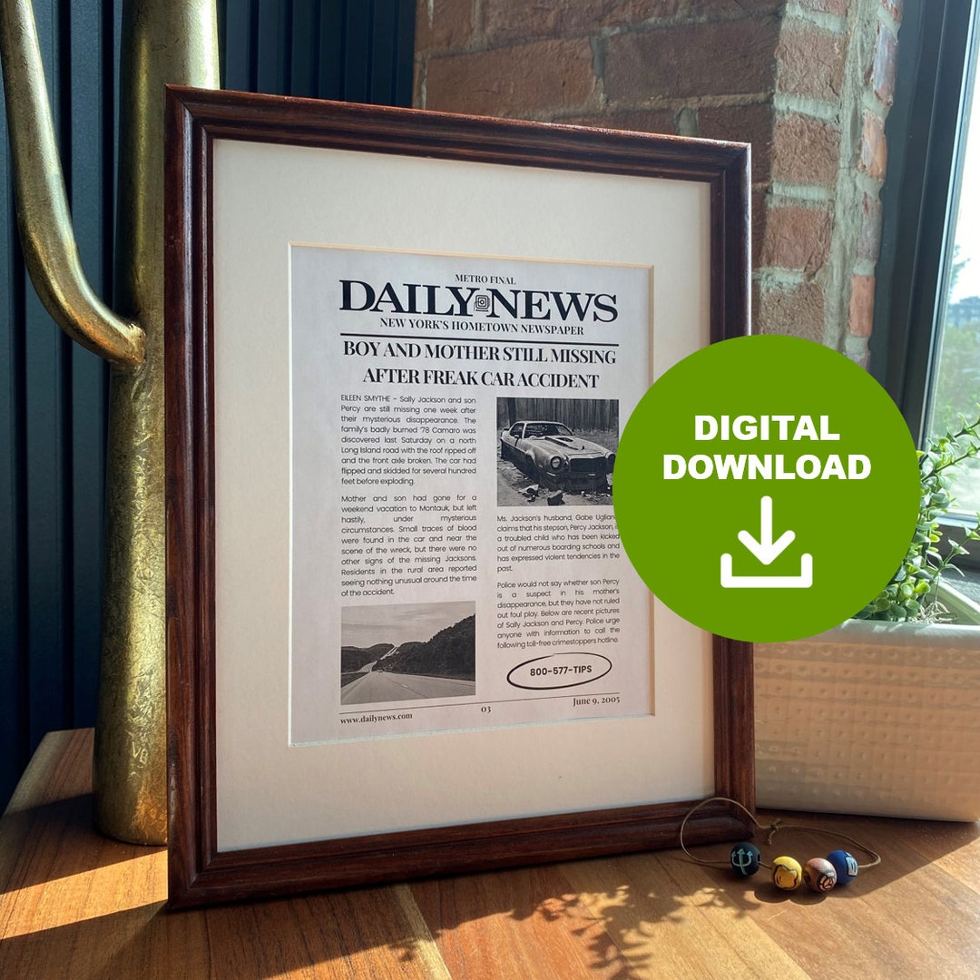 Percy Jackson Newspaper Article: Boy and Mother Still Missing After ...