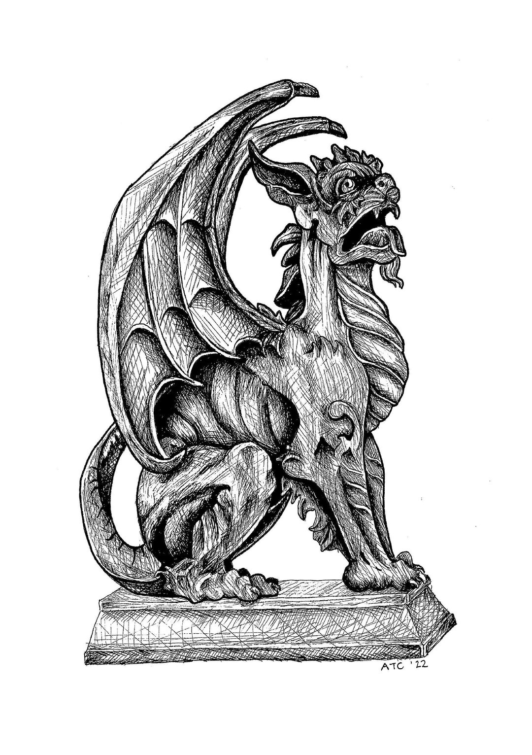 Gargoyle Digital Art Print - Etsy Australia