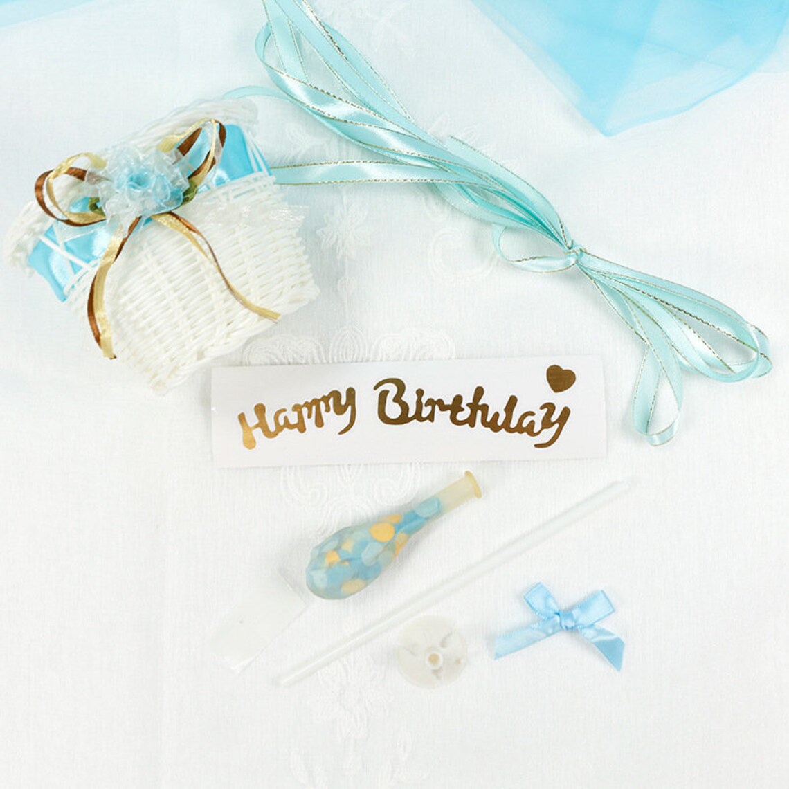 Light Blue Balloon Basket Table Party Decorations Cake Centerpiece ...