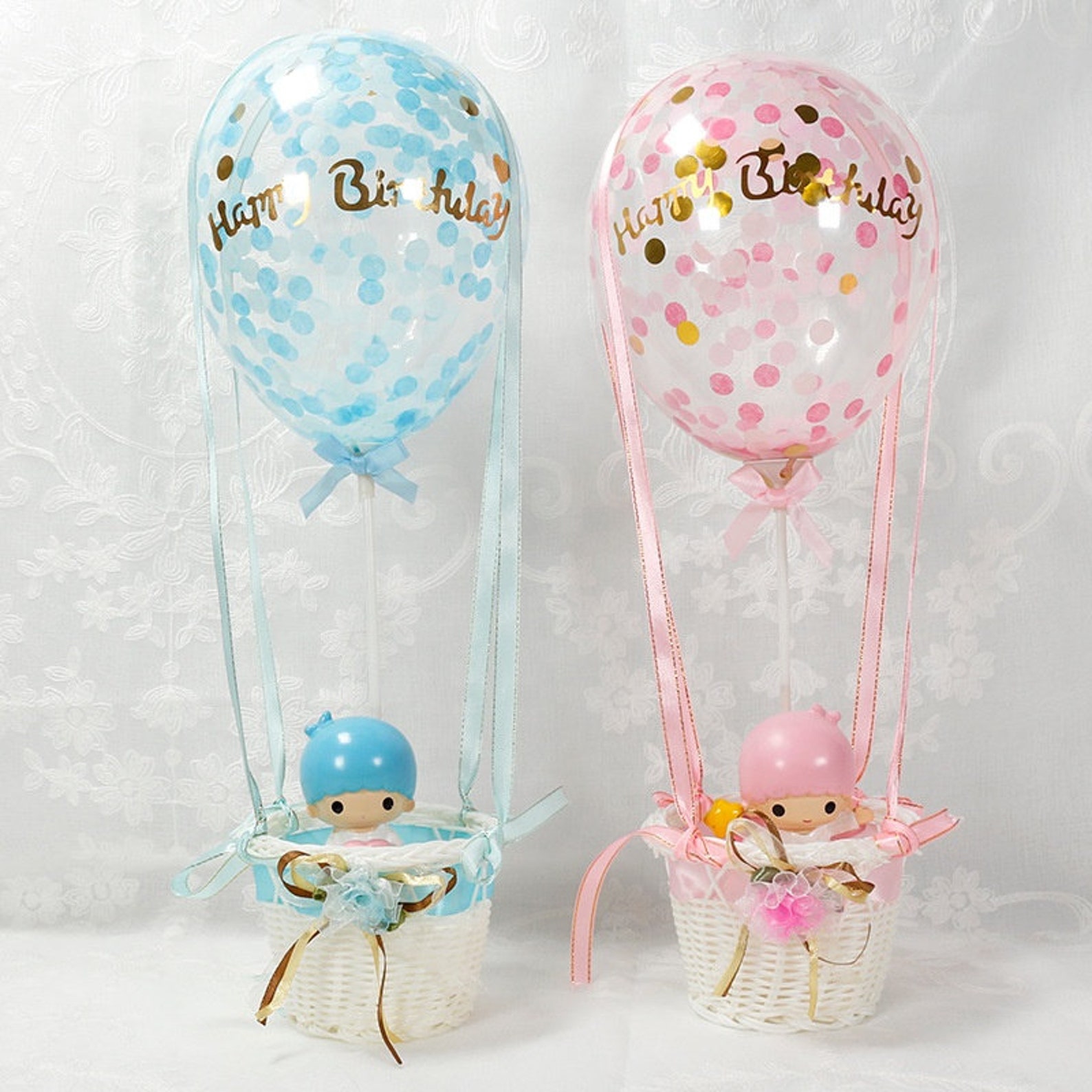 Light Blue Balloon Basket Table Party Decorations Cake Centerpiece ...