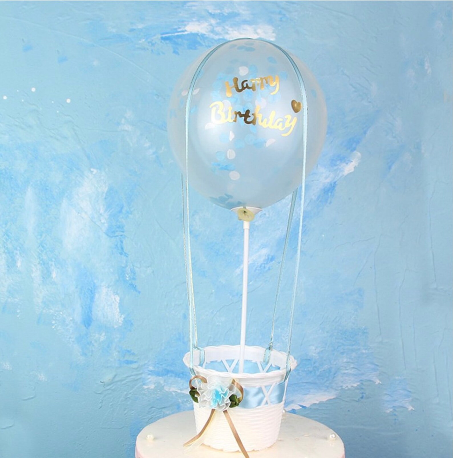 Light Blue Balloon Basket Table Party Decorations Cake Centerpiece ...