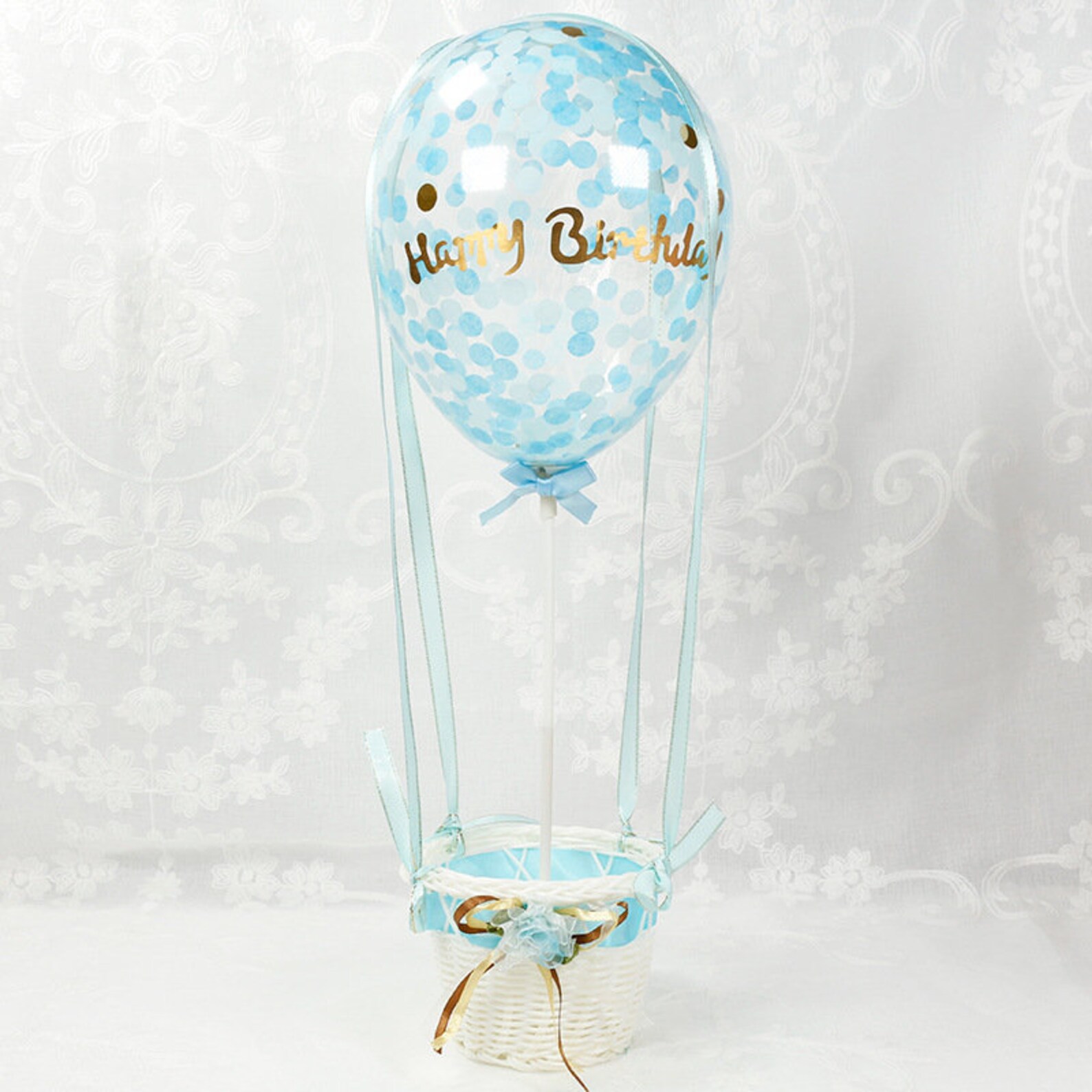 Light Blue Balloon Basket Table Party Decorations Cake Centerpiece ...
