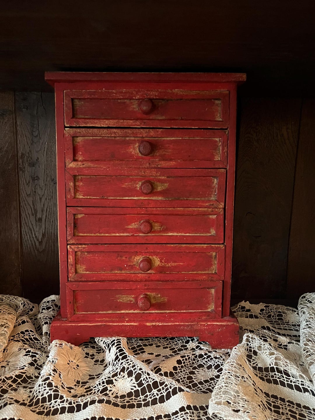 Vintage Red Small Dresser, 13.75" H X 9.5" W X 4.5" D - Etsy
