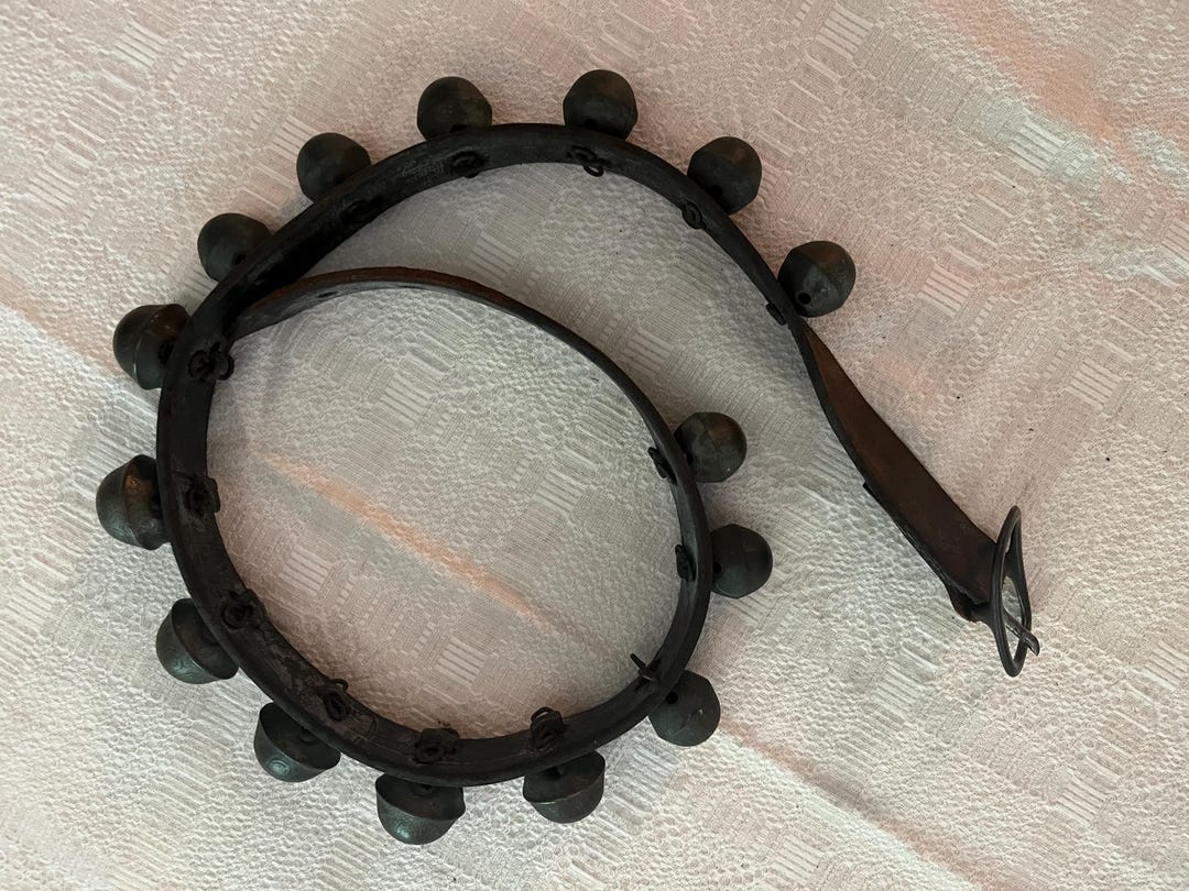 Antique Set of Sleigh Bells on Leather Strap, 15 Bells, 40" L Strap ...