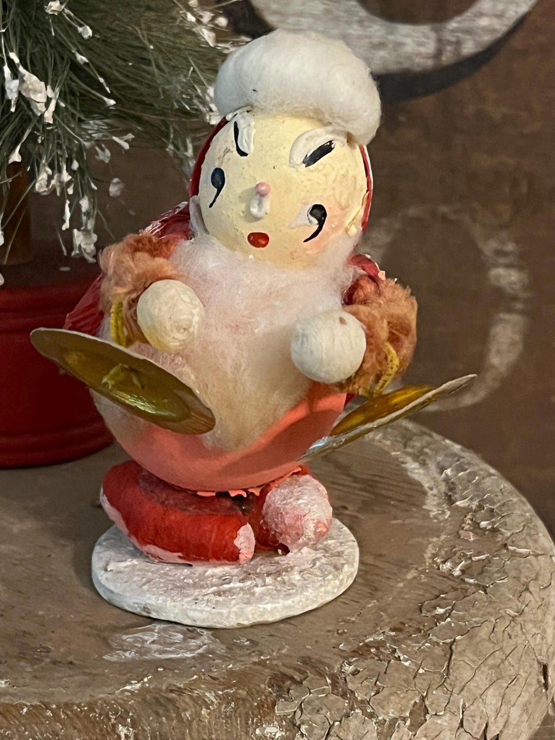 Vintage Putz Crepe Paper, Paper Mache' Elf Playing Cymbals, Made in ...