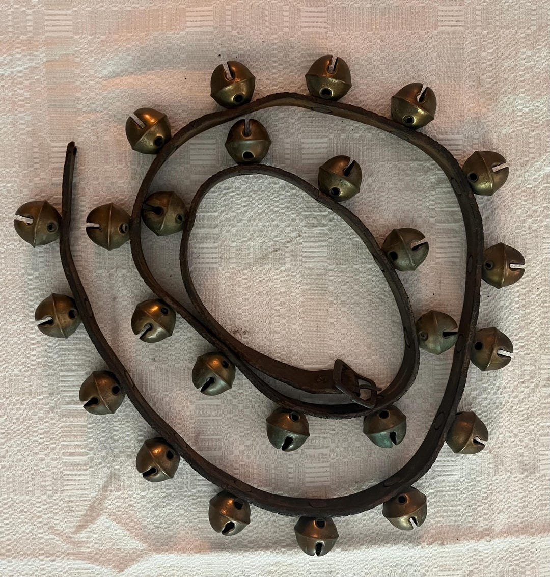 Antique Set of Sleigh Bells on Leather Strap, 25 Bells, 56" L Strap - Etsy