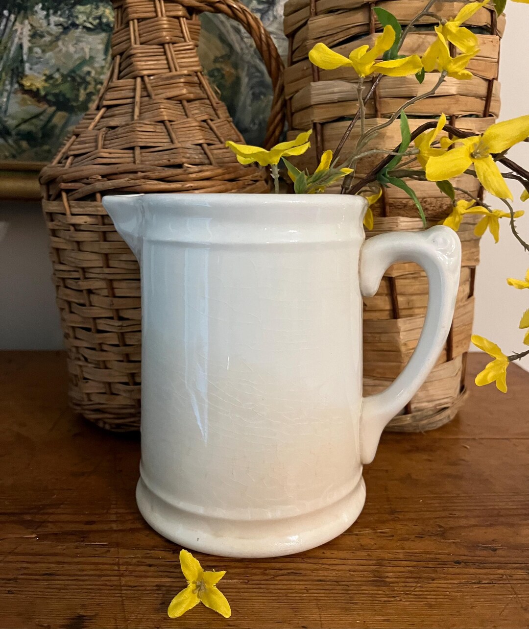 Vintage Homer Laughlin White Ironstone Pitcher - Etsy