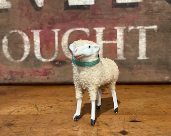 Antique 1930's German 3 Inch Wooly Sheep With Bell, for Christmas Putz ...