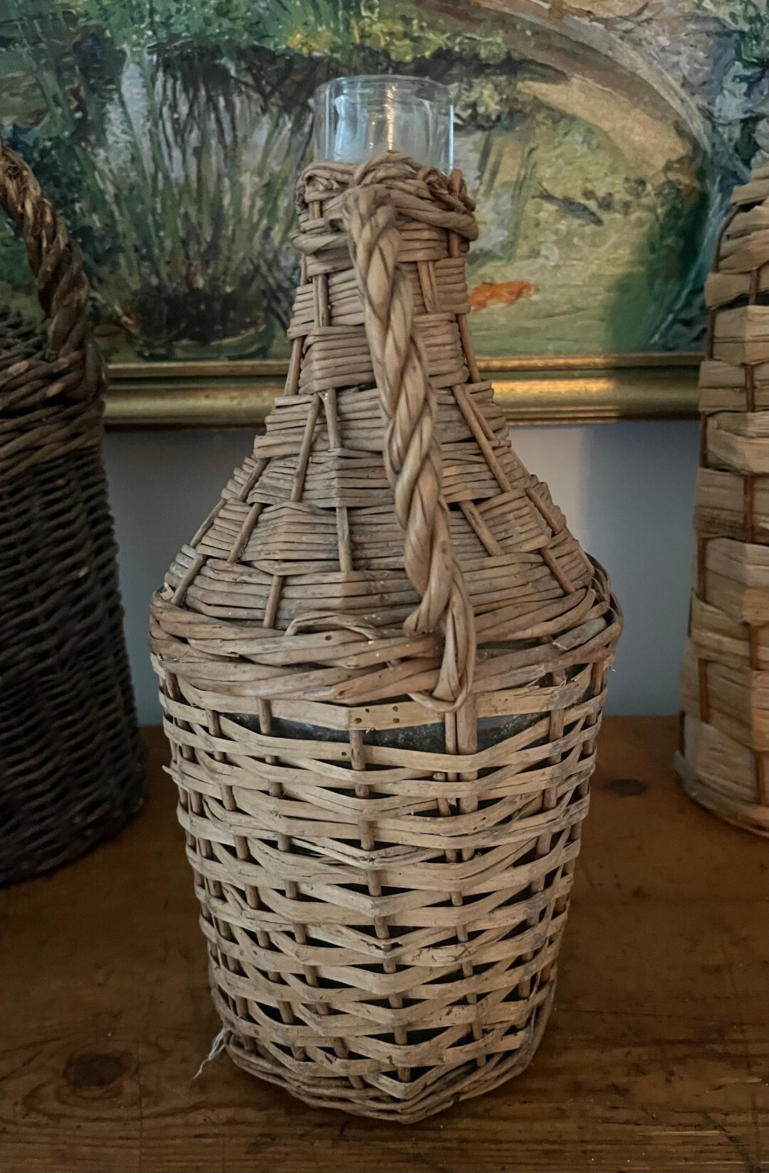 Vintage Demijohn, Wicker Wrapped Bottle - Etsy