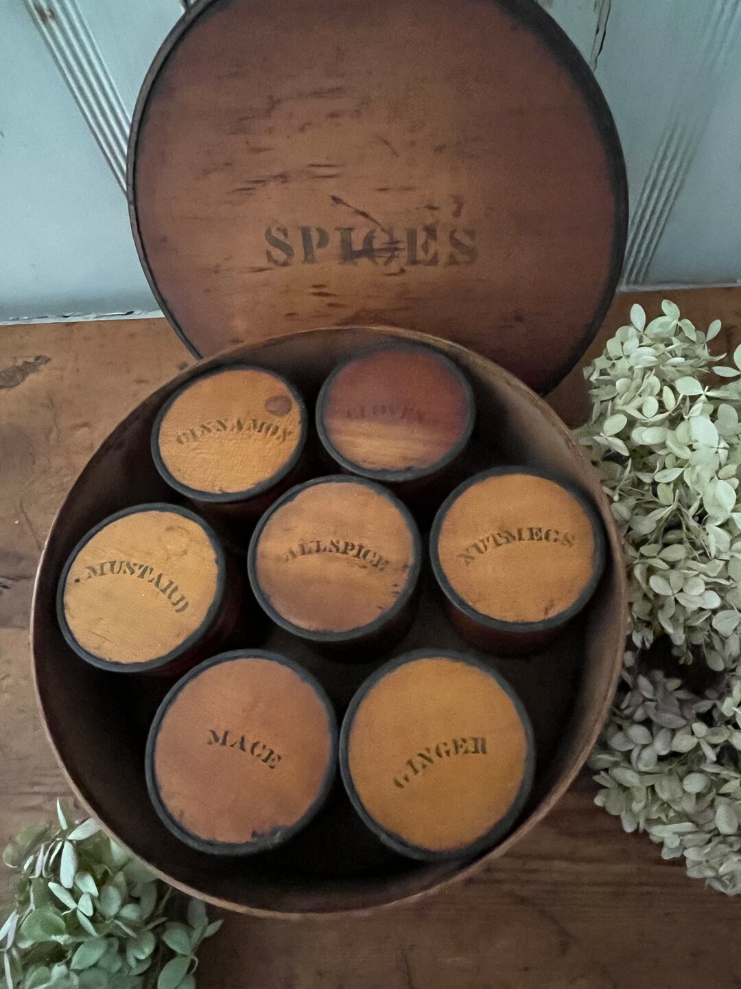 Antique Round Bentwood Banded Spice Box W/ 7 Canisters, C. 1850's - Etsy