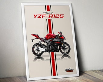 Yamaha YZF R125 | 2021 | Personalized Motorcycle Poster | Gift for ...