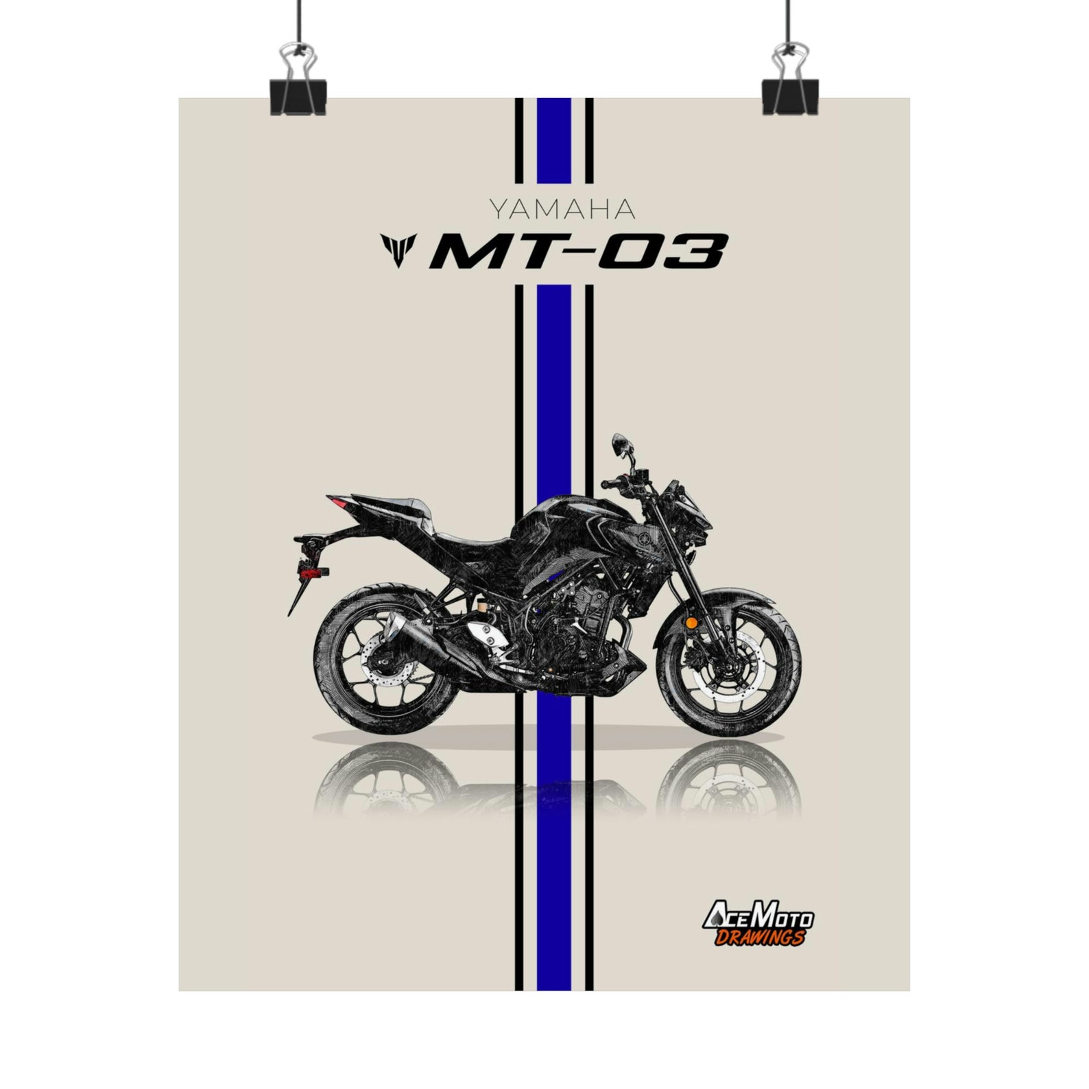 Yamaha MT03 2023 | Motorcycle Poster, Bike Wall Art Decor - Gift for ...